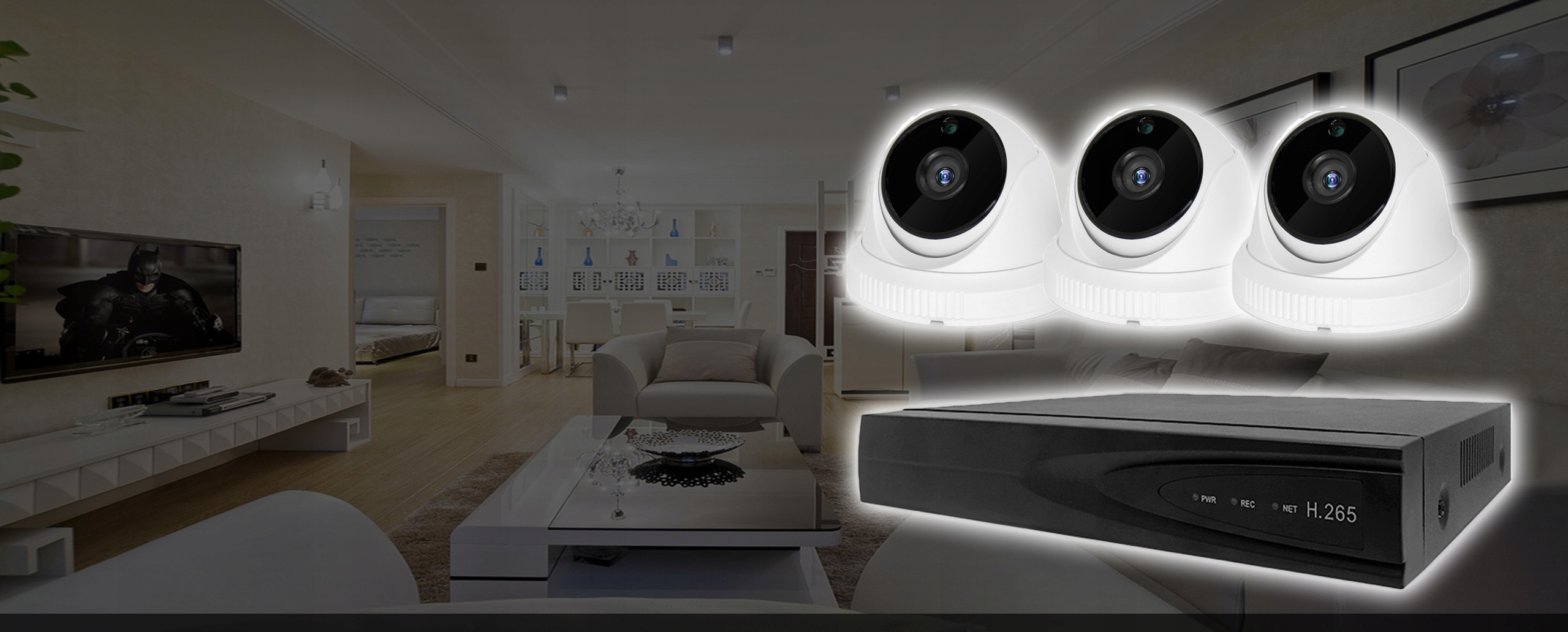 Monitoring Sony 3x kamera Full HD H265 + rejestrator NVR POE WDR IR