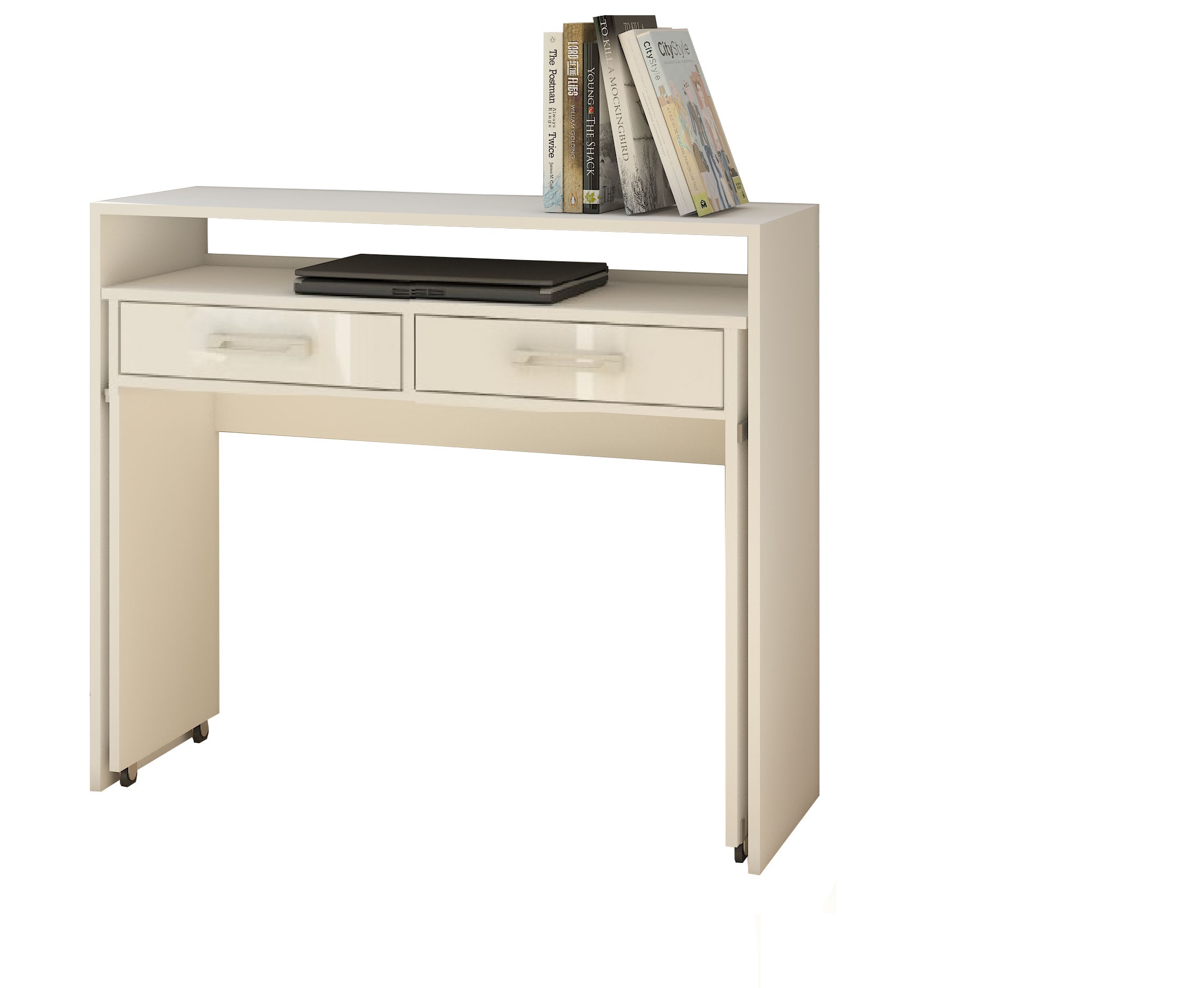 Nowoczesne biurko/toaletka rozsuwane - biały mat - 7237087943 ...