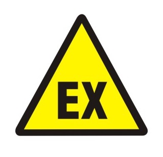 Naklejka 5x5 STREFA ZAGROŻENIA WYBUCHEM Znak EX - 5808227884 ...