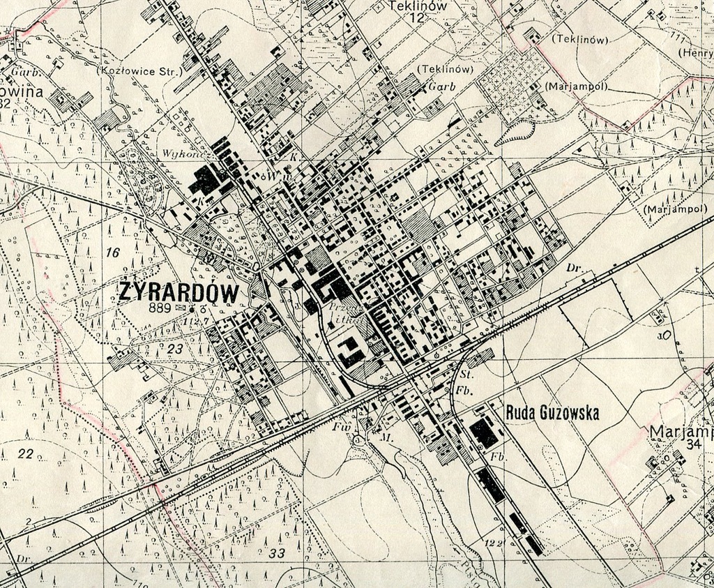 ŻYRARDÓW :: mapa wojskowa WIG : 1933 rok DOKŁADNA - 7475061089 ...