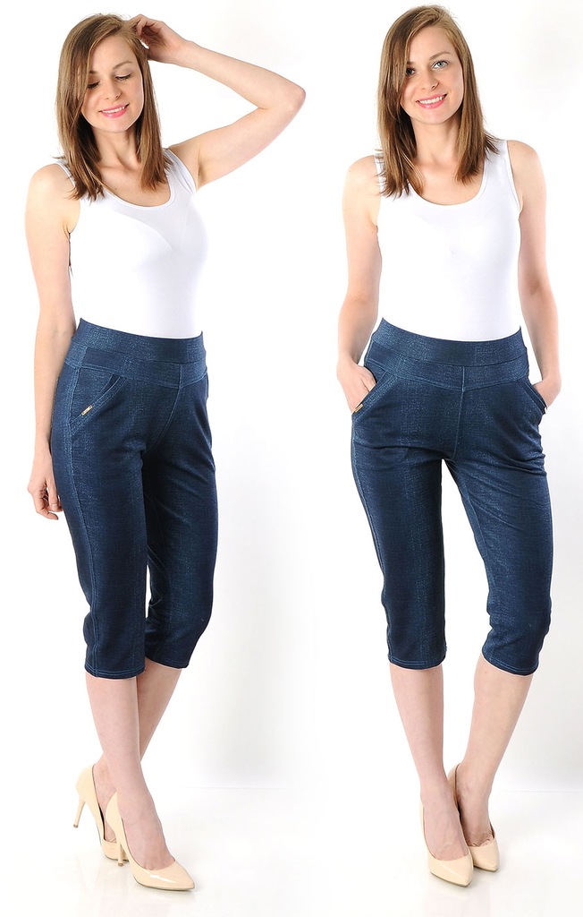 RYBACZKI SPODNIE 3/4 DAMSKIE KRÓTKIE 558 JEANS 44 - 7332162354 ...