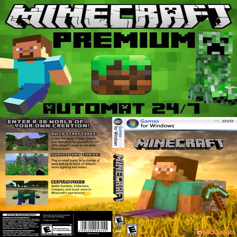 2xKONTO MINECRAFT PREMIUM PEŁNA WERSJA FIRMA 24/7 - 6961869529 ...