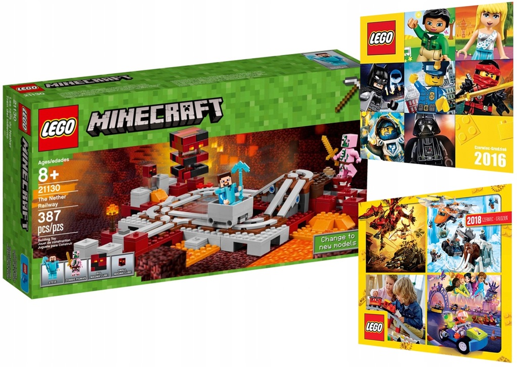 LEGO MINECRAFT 21130 LINIA KOLEJOWA W NETHERZE + 2 - 7277568482 ...