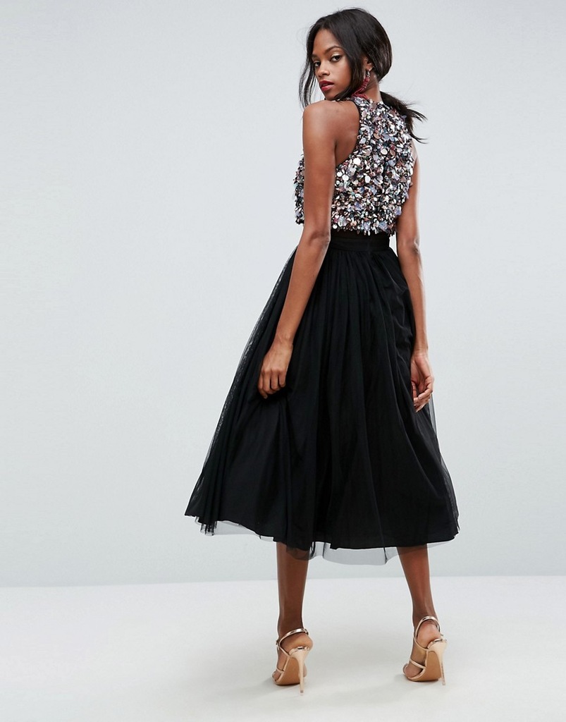 B19B003 MIDI SUKIENKA TIULOWA CZARNA CEKINY 38 - 7365787853 - oficjalne archiwum Allegro