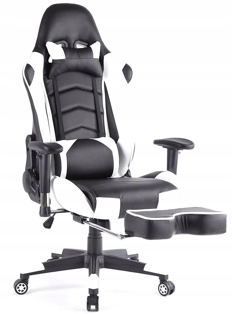 TOP GAMER FOTEL OBROTOWY GAMINGOWY CZARNO-BIAŁY - 7550372559 ...