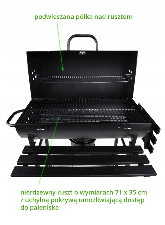GRILL GRIL WĘGLOWY POKRYWA POPIELNIK OGRODOWY DUŻY - 7440401125 ...