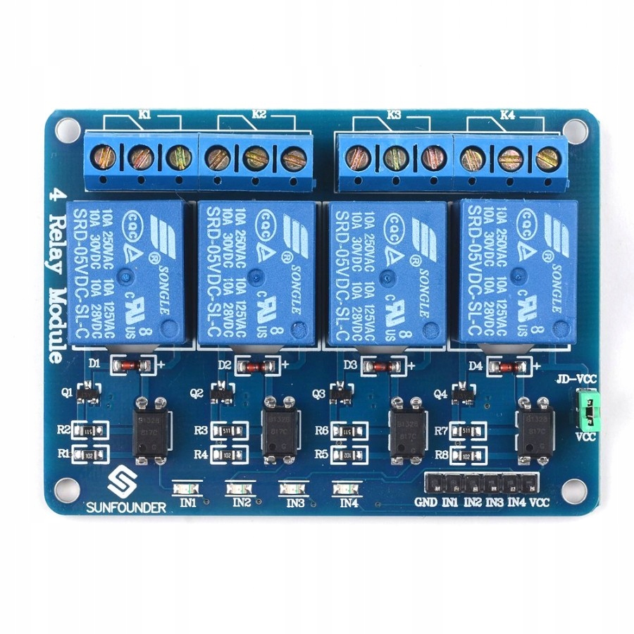 Moduł 4-kanałowy przekaźnik 5V 10A AVR ARM ARDUINO - 7228021348 ...