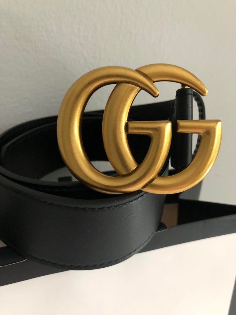 GUCCI CZARNY PASEK +ZŁOTA KLAMRA SKÓRA R M - 7271457493 - oficjalne ...