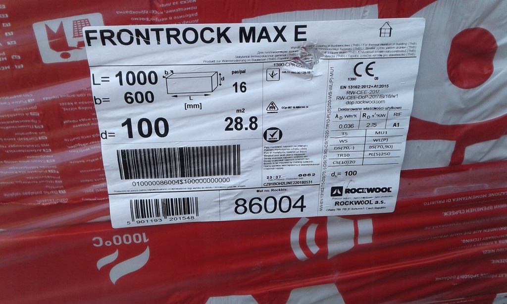 Wełna fasadowa ROCKWOOL FRONTROCK MAX E - 10 cm - 7688093358 ...