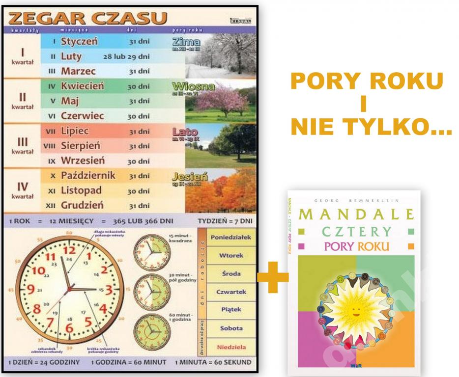 Mandale Cztery pory roku RYSUNKI +TABLICA zegar - 5188022793 ...