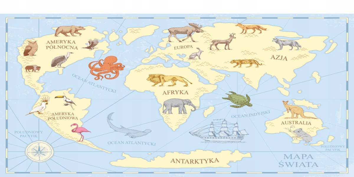 Mapa Świata dla dzieci – różne wzory – Pixelcolor Sklep