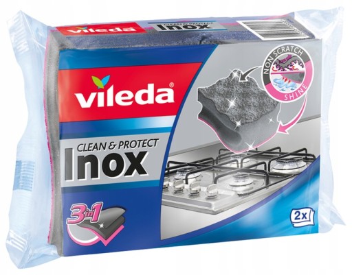 2x Zmywak Vileda INOX Clean & Shine mikrofibra (4023103199989) • Cena ...